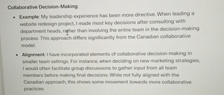 Solved Collaborative Decision-Making.Example: My leadership | Chegg.com