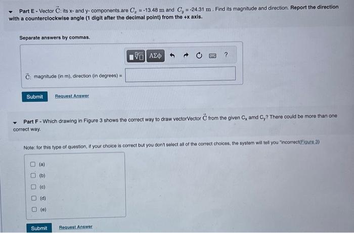 Solved (c) (d)Part E-Vector C : its x- and y-components are | Chegg.com