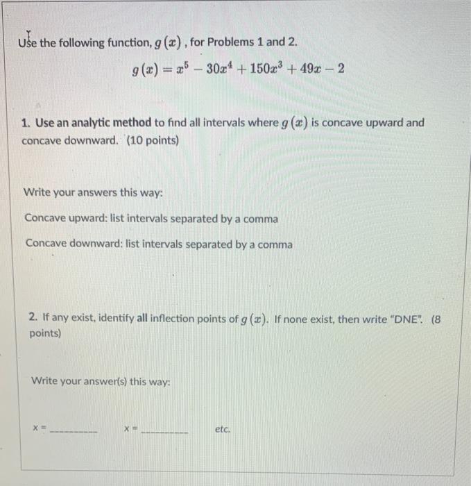 Solved Use the following function h(x) for Problems 3 | Chegg.com