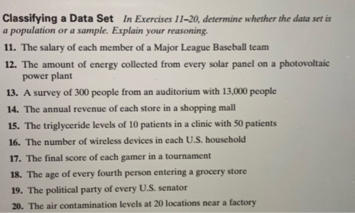 Solved Classifying A Data Set In Exercises 11 20 Determine