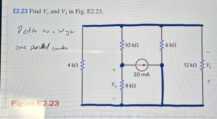 Solved How do you find Vo and V1 using a delta to wye | Chegg.com