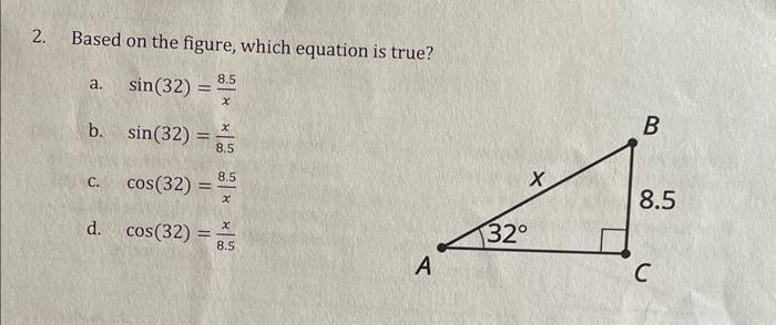 Solved 2. Based on the figure, which equation is true? a. | Chegg.com