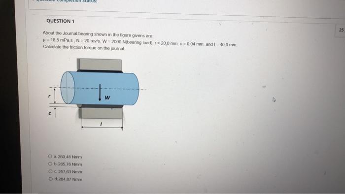 Solved About the Jourral bearing shown in the figure givens | Chegg.com