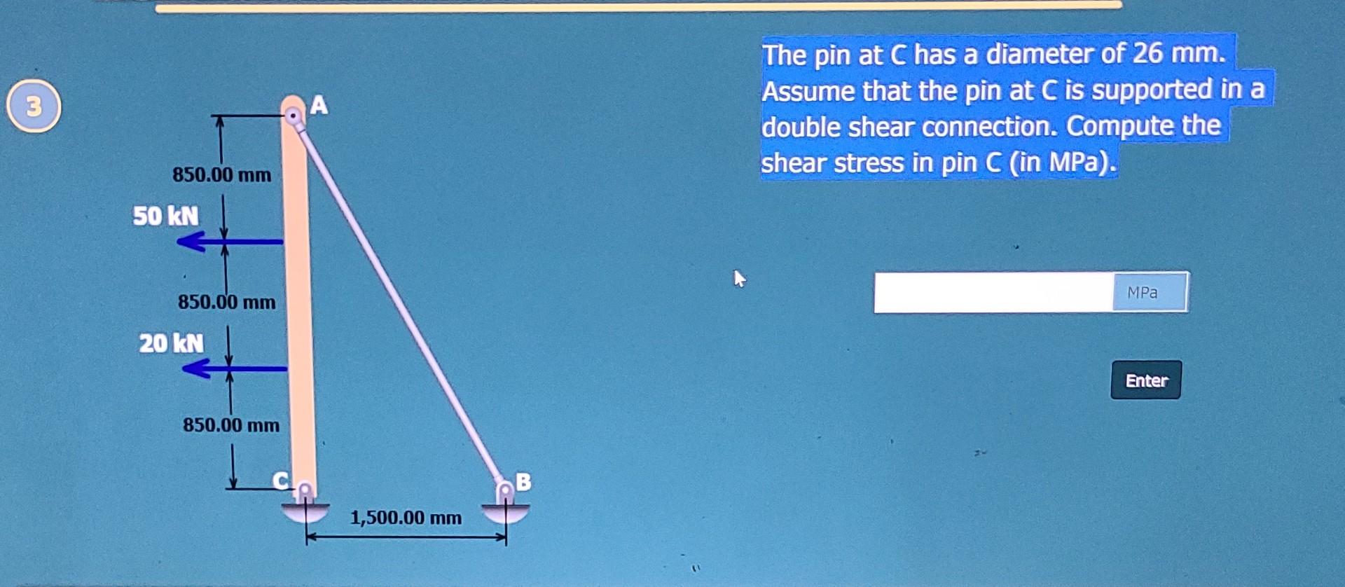 Solved The pin at C has a diameter of 26 mm. Assume that the | Chegg.com