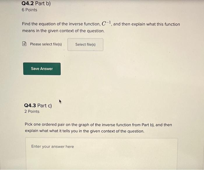 Solved Q4 Inverse Functions 10 Points The cost function for | Chegg.com