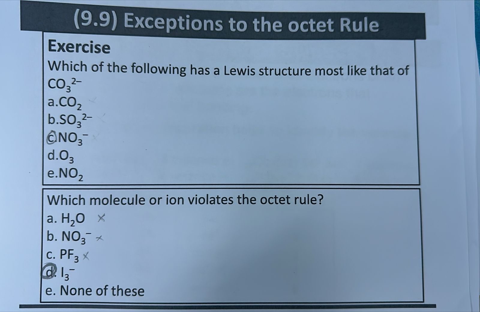 Solved (9.9) ﻿Exceptions to the octet RuleExerciseWhich of | Chegg.com