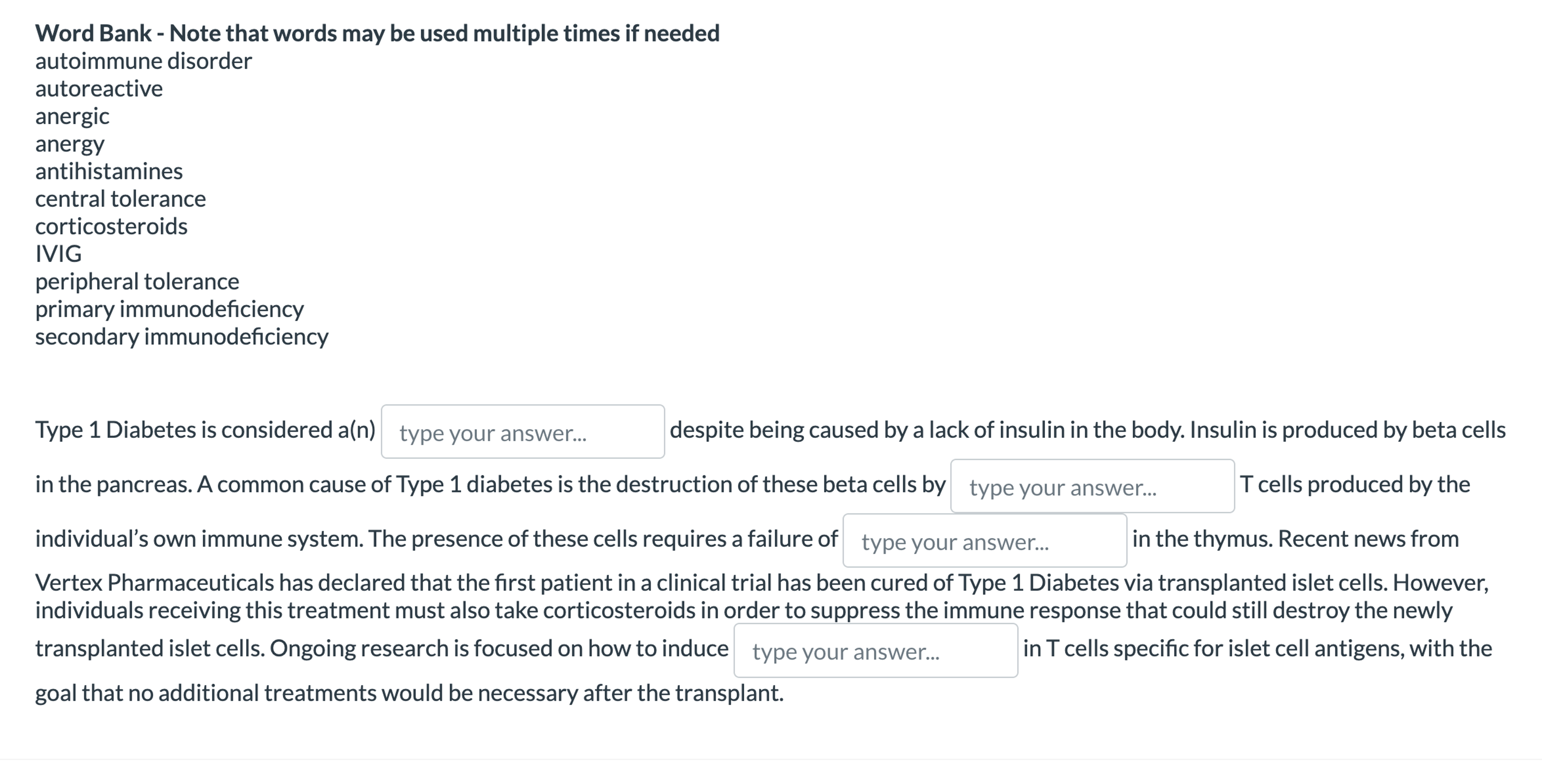 Solved Word Bank - ﻿Note that words may be used multiple | Chegg.com