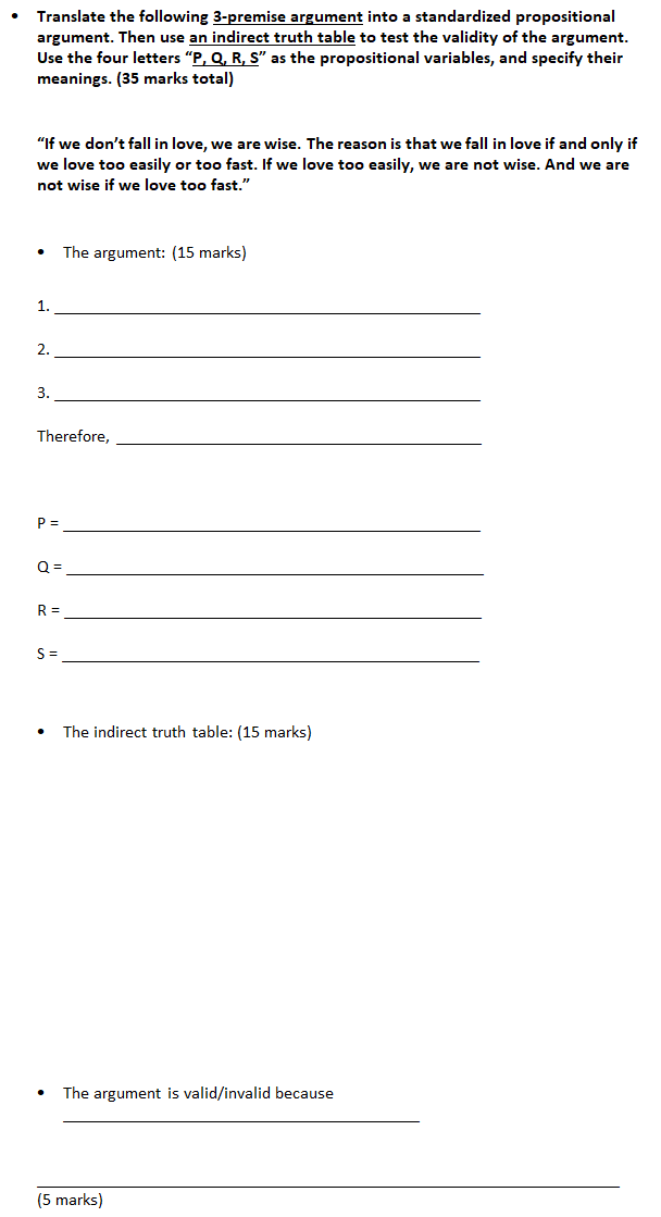 Solved - ﻿Translate the following 3-premise argument into a | Chegg.com