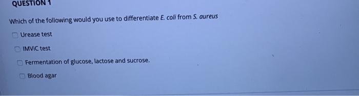Solved QUESTION 3 If the result for IMVIC test is ++-, Which | Chegg.com