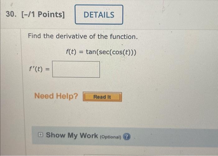 Solved Find the derivative of the function. | Chegg.com