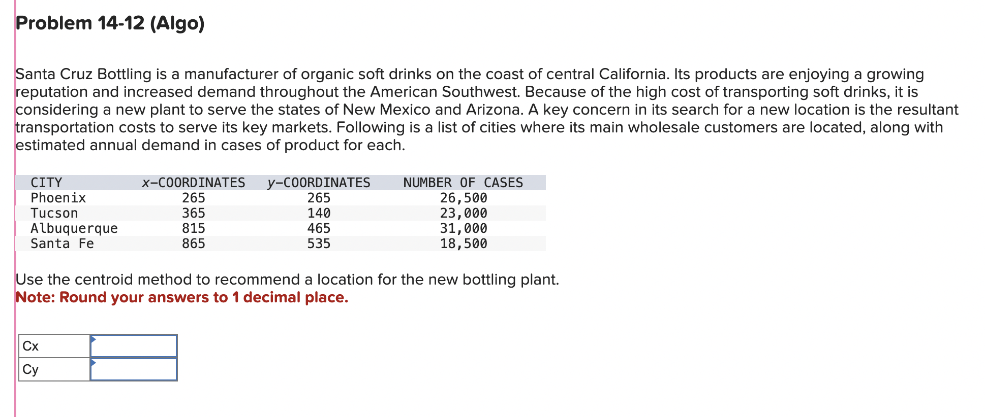 Solved Problem 14-12 (Algo)Santa Cruz Bottling is a | Chegg.com