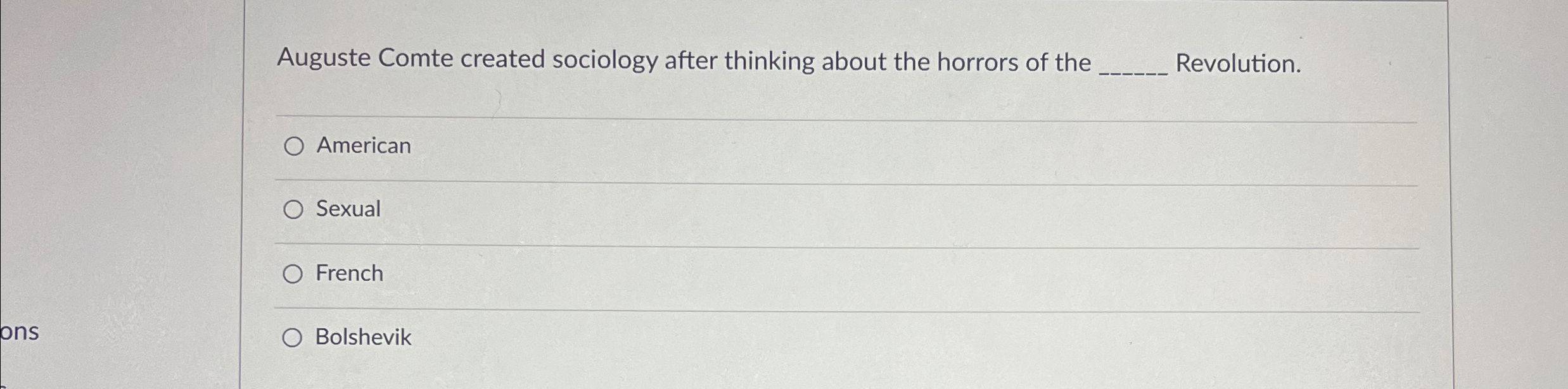 Solved Auguste Comte created sociology after thinking about | Chegg.com