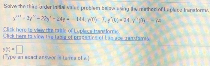 Solved Solve the third-order initial value problem below | Chegg.com