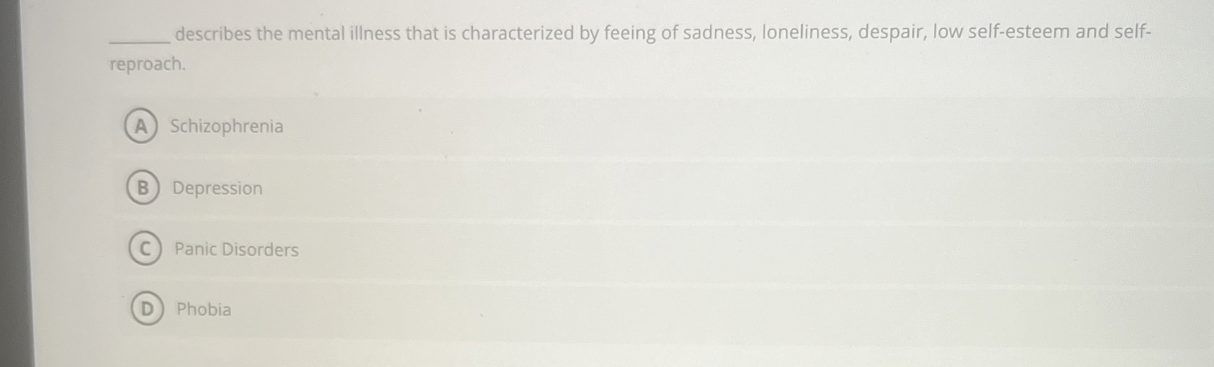 Solved ﻿describes the mental illness that is characterized | Chegg.com