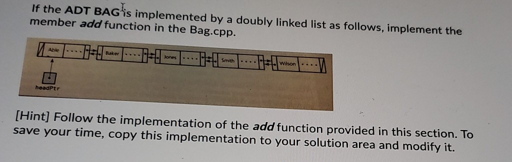 If the ADT BAG is implemented by a doubly linked list | Chegg.com