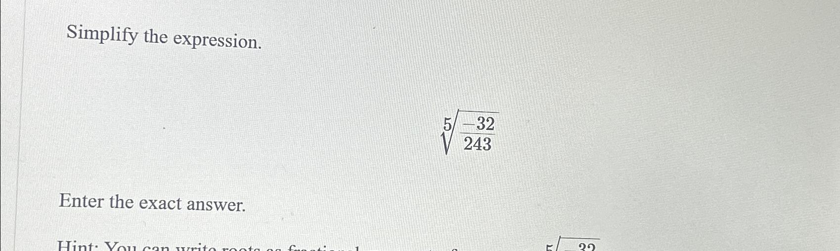 solved-simplify-the-expression-322435enter-the-exact-chegg