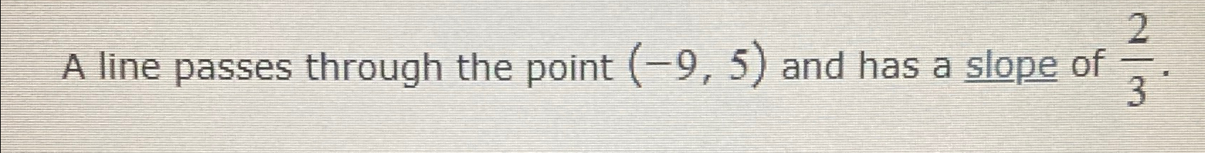 Solved A line passes through the point (-9,5) ﻿and has a | Chegg.com