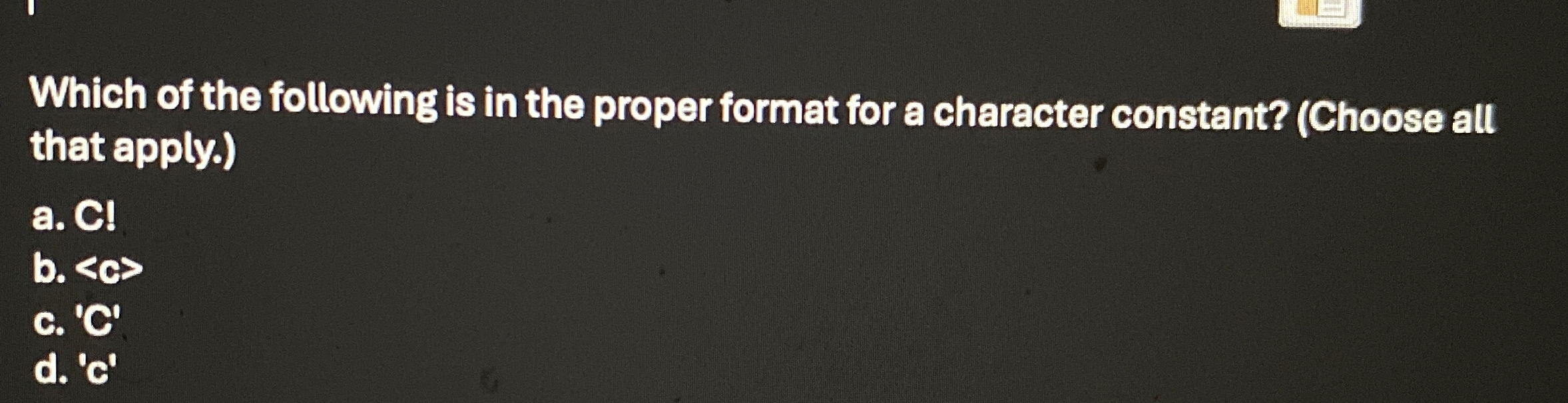 Solved Which of the following is in the proper format for a | Chegg.com