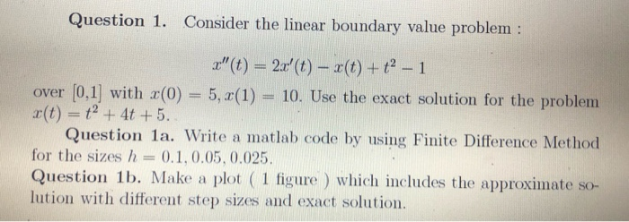 Solved Question 1. Consider the linear boundary value | Chegg.com