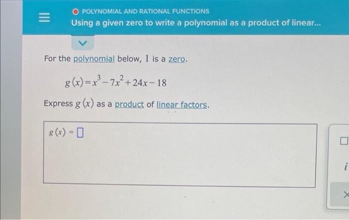 Solved O POLYNOMIAL AND RATIONAL FUNCTIONS Using a given | Chegg.com