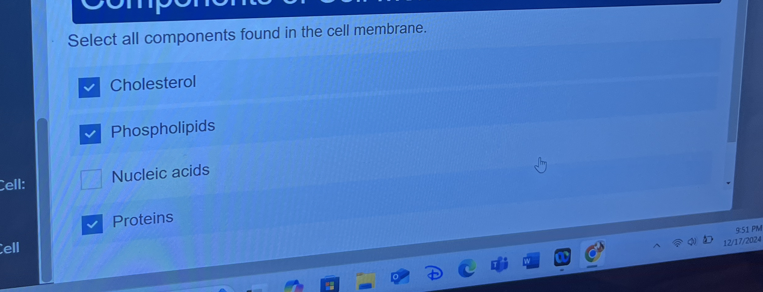 Solved Select all components found in the cell | Chegg.com