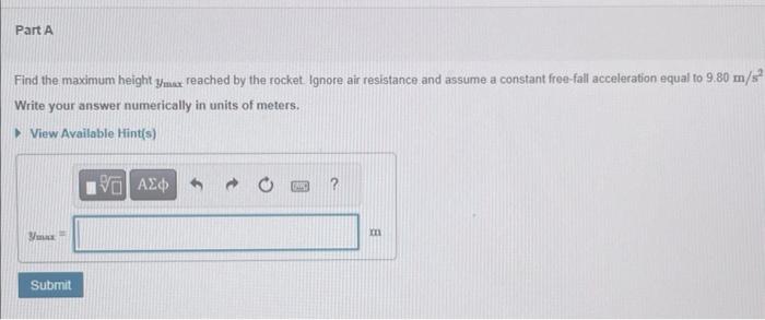 Solved A rocket, initially at rest on the ground, | Chegg.com