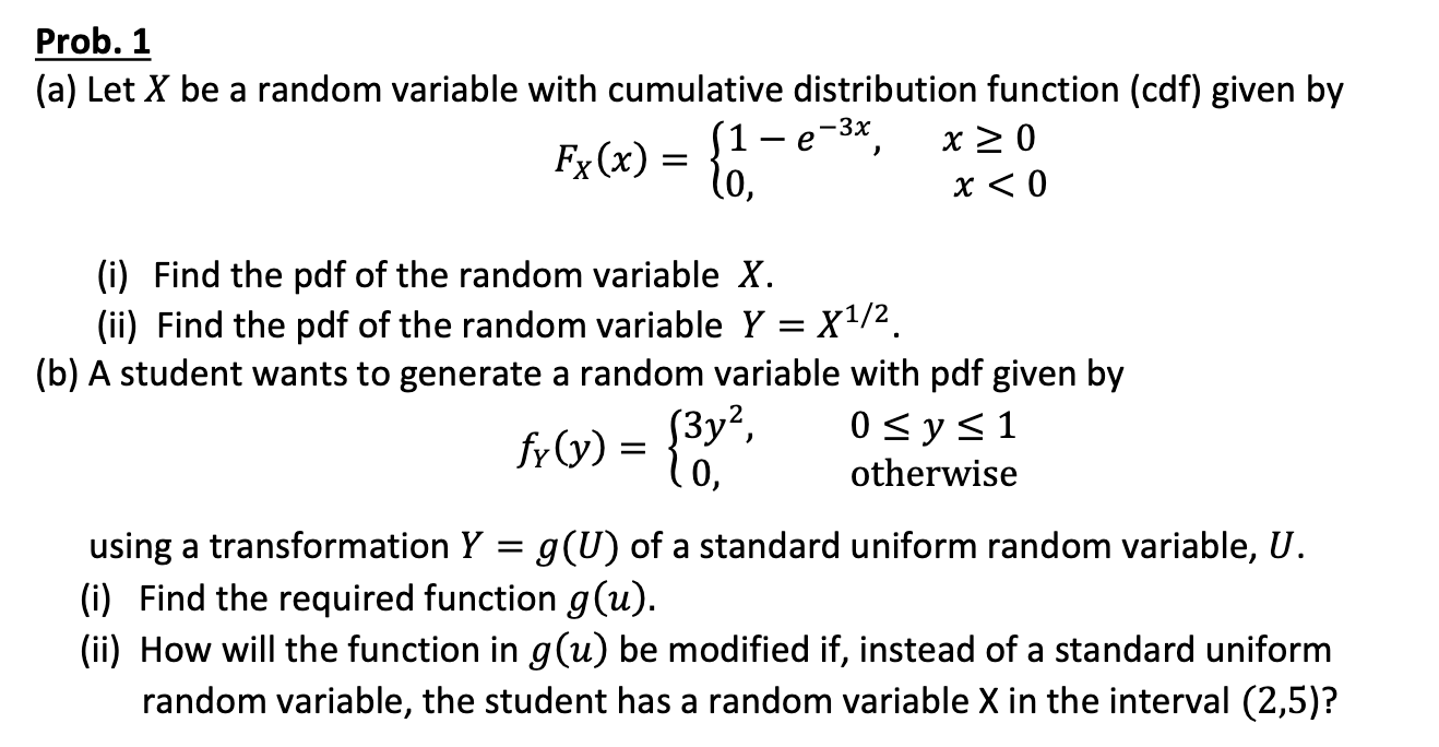 Solved Prob. 1(a) ﻿Let x ﻿be a random variable with | Chegg.com