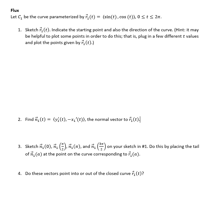 Solved FluxLet C1 ﻿be the curve parameterized by | Chegg.com