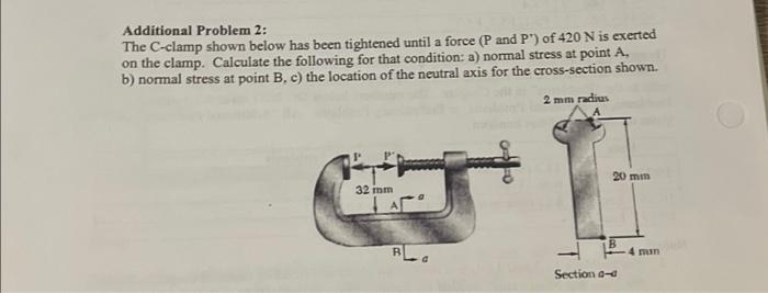 Solved Additional Problem 2: The C-clamp shown below has | Chegg.com