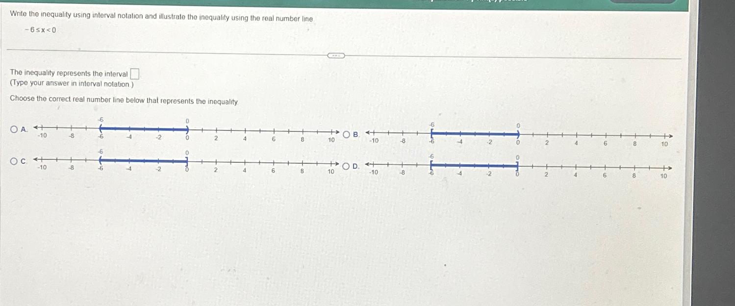 Solved Write the inequality using interval notation and | Chegg.com