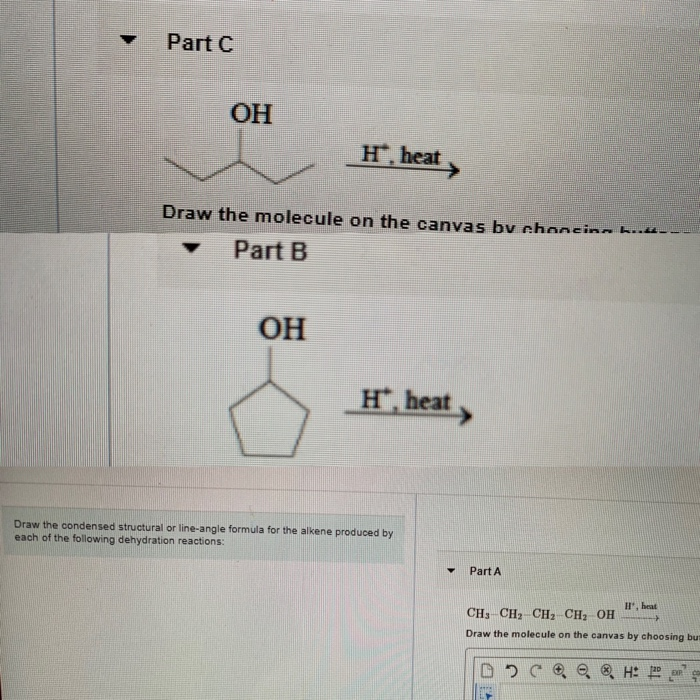 Solved Partc OH H. heat Draw the molecule on the canvas by | Chegg.com