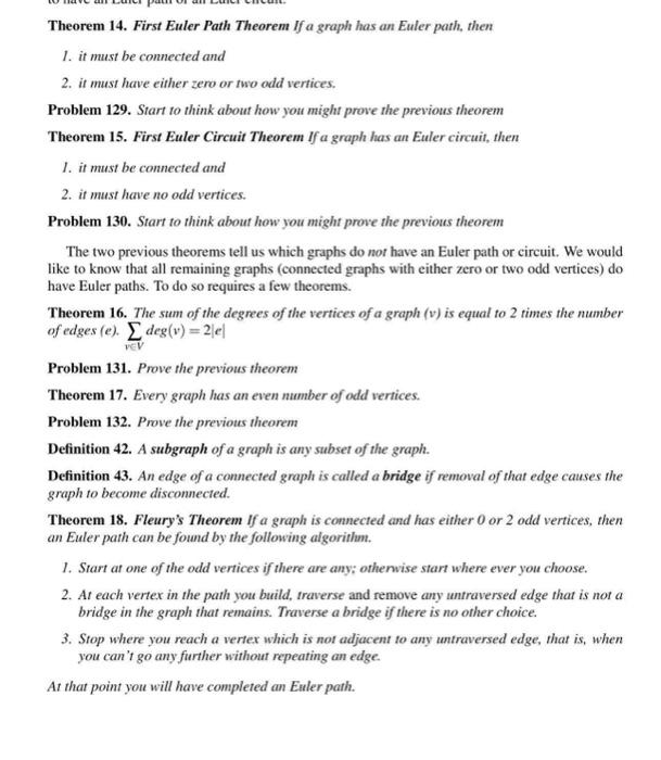 Solved Theorem 14 First Euler Path Theorem If A Graph Has 2119