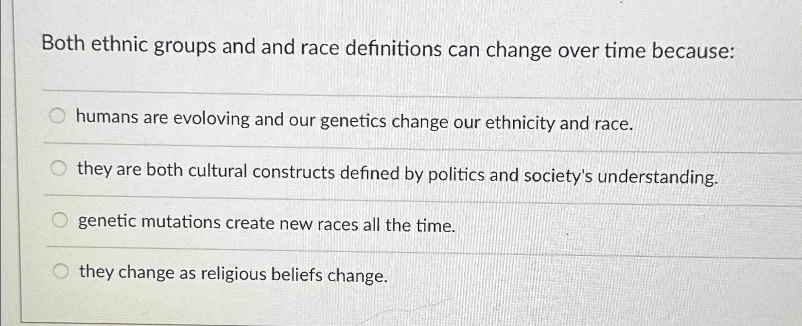 Solved Both ethnic groups and and race definitions can | Chegg.com