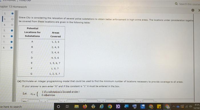 Solved Grave City is considering the relocation of several | Chegg.com