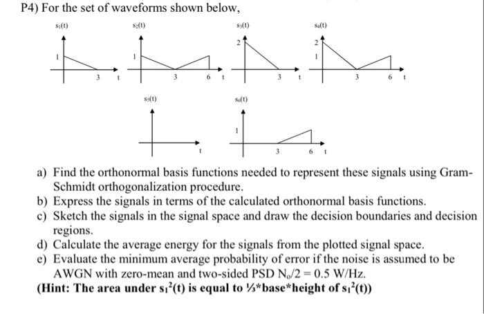 Solved P4) For the set of waveforms shown below. a) Find the | Chegg.com
