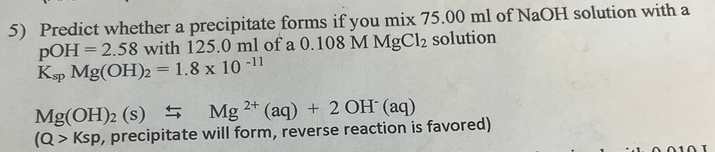 High Quality SOLUTION Predict whether a precipitate forms if you mix 75.00 | Chegg.com