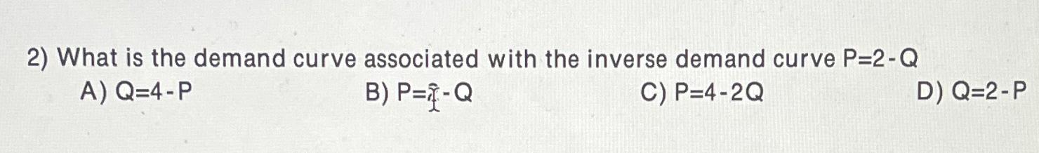 Solved What is the demand curve associated with the inverse | Chegg.com