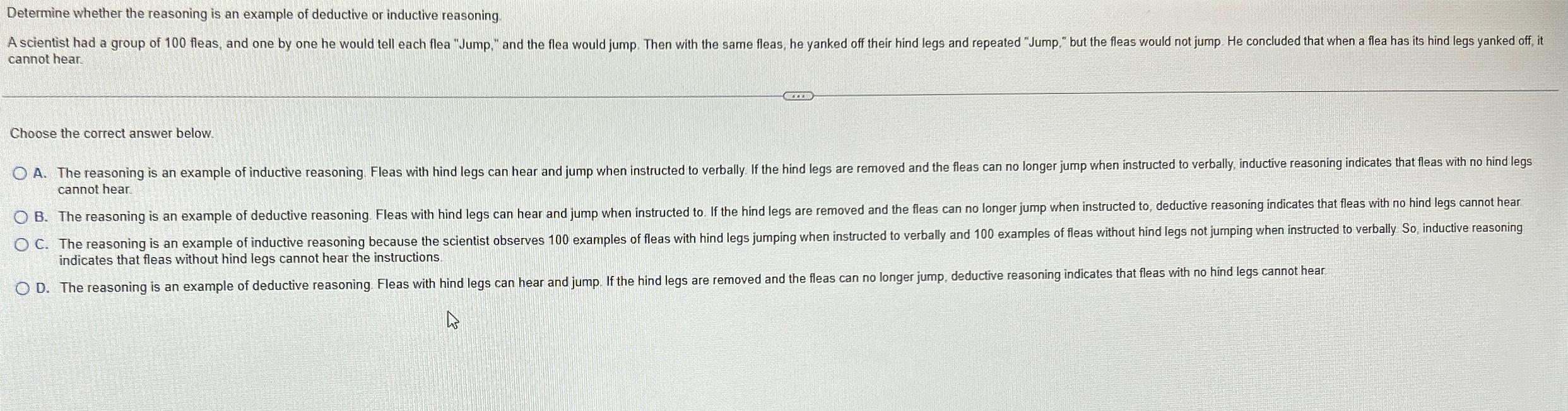 Solved Determine whether the reasoning is an example of | Chegg.com
