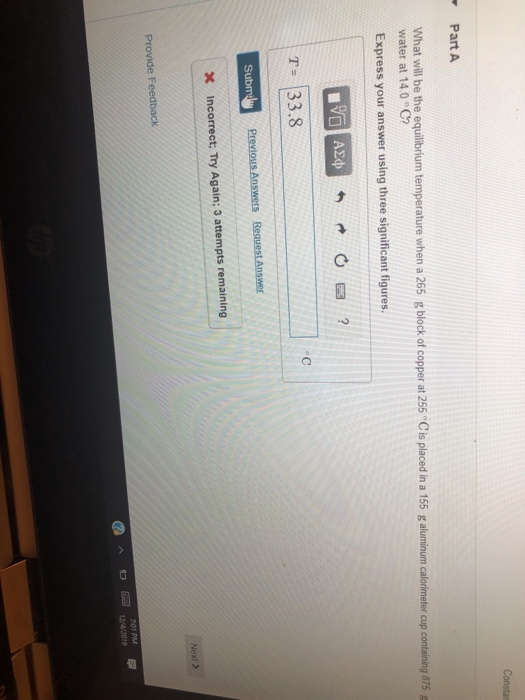 Solved The value of specific heat for copper is 390 J/kg. | Chegg.com