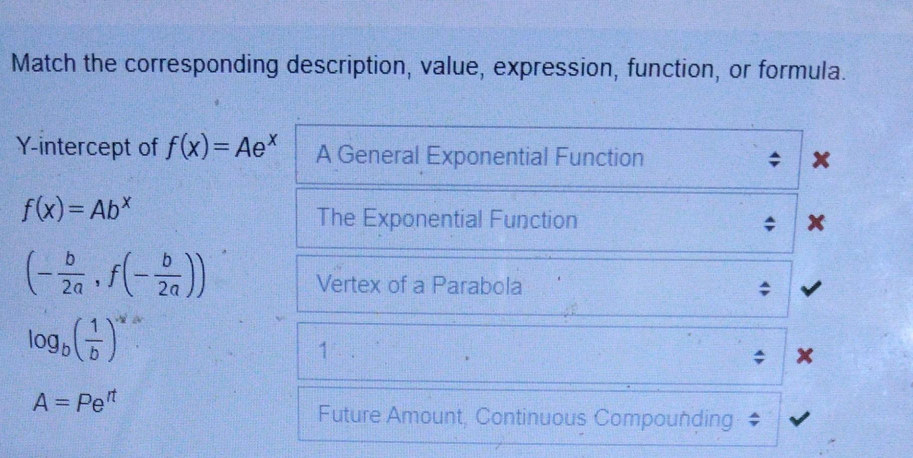 Solved Match the corresponding description, value, | Chegg.com