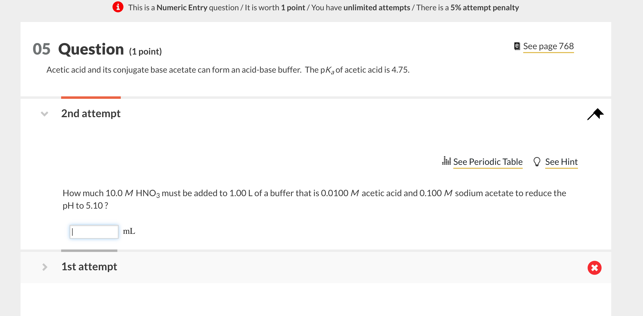 Solved 05 ﻿Question (1 ﻿point)Acetic acid and its conjugate | Chegg.com