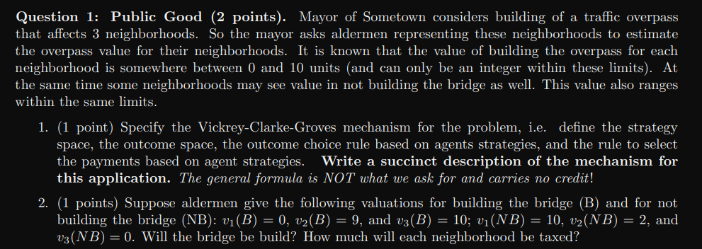 Solved : Individual Rationality (2 ﻿points). ﻿Construct an | Chegg.com