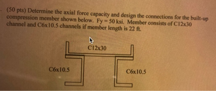 Solved (50 pts) Determine the axial force capacity and | Chegg.com