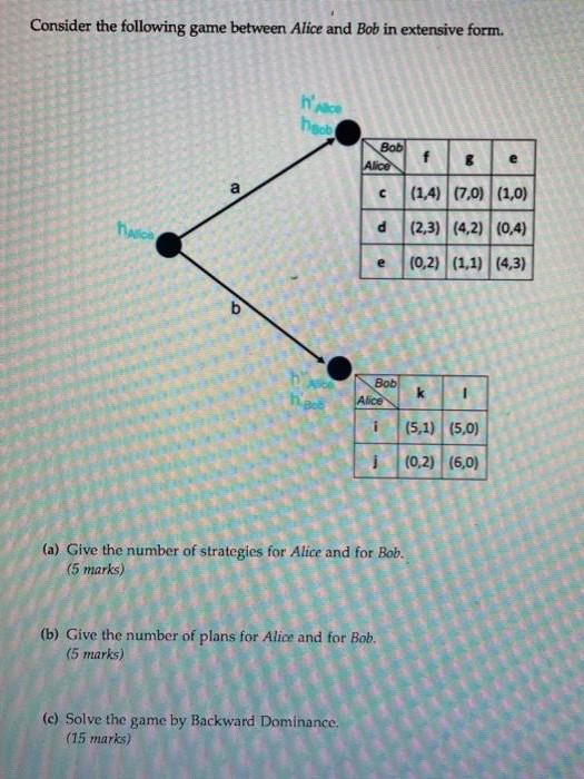 Solved Consider the following game between Alice and Bob in | Chegg.com