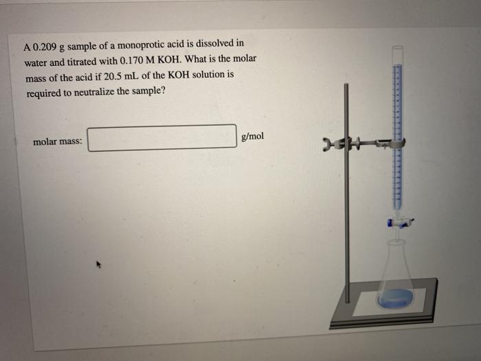 Solved A 0.209 g sample of a monoprotic acid is dissolved in | Chegg.com