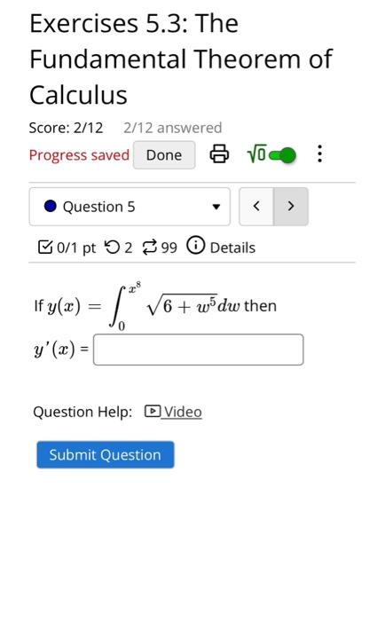 Solved Exercises 5.3: The Fundamental Theorem of Calculus | Chegg.com