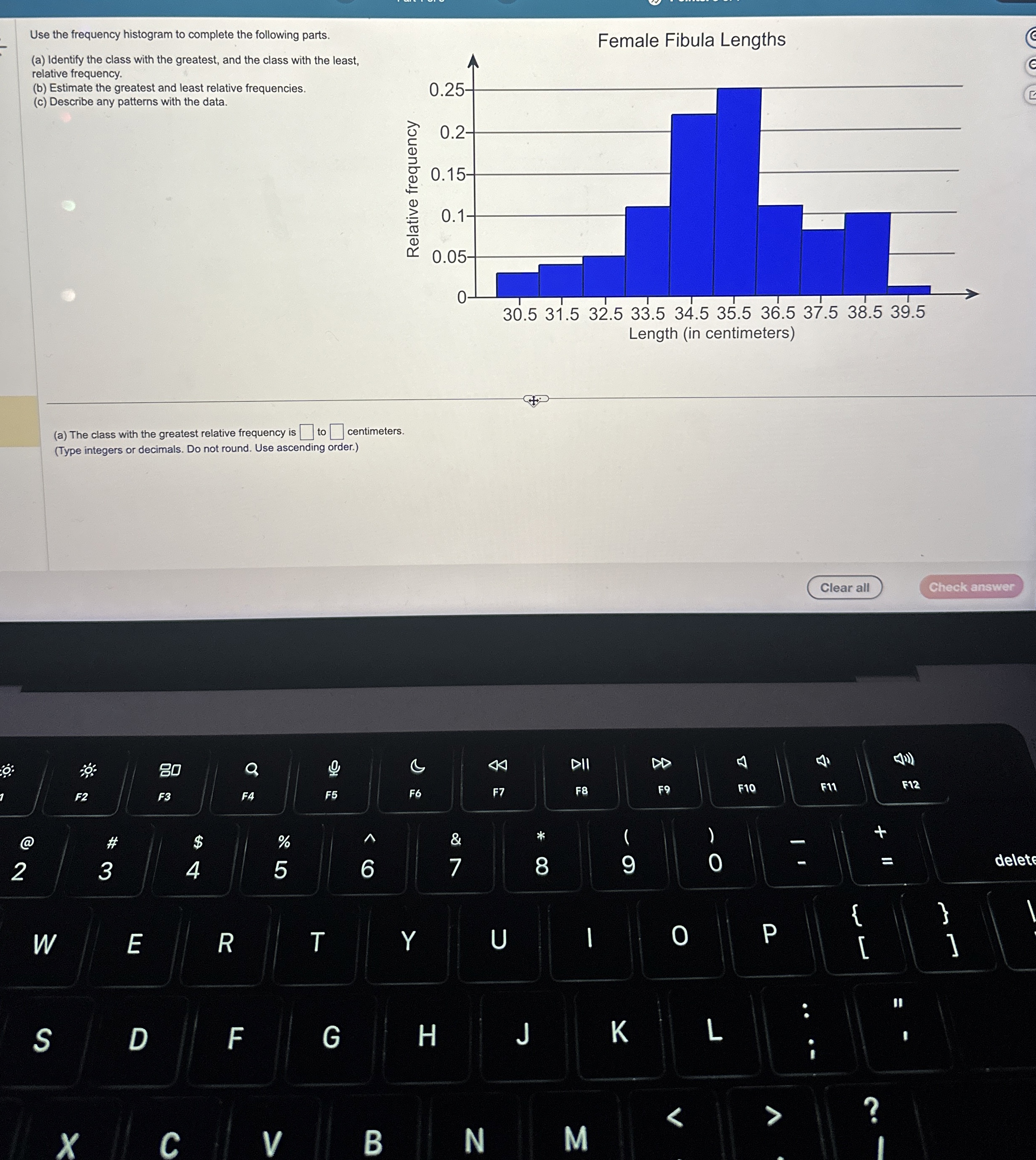 Solved Use the frequency histogram to complete the following | Chegg.com