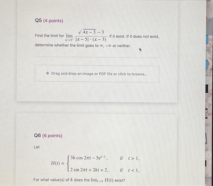 Solved Q5 (4 points) √4x-3-3 x 51 (x − 3) determine whether | Chegg.com