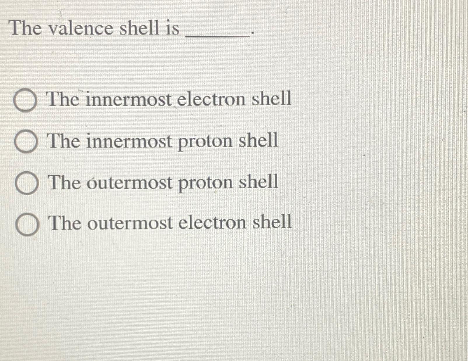 Solved The Valence Shell Isthe Innermost Electron Shellthe