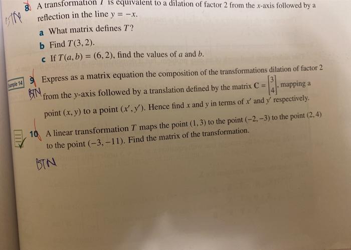 Solved listre S A transformation is equivalent to a dilation | Chegg.com